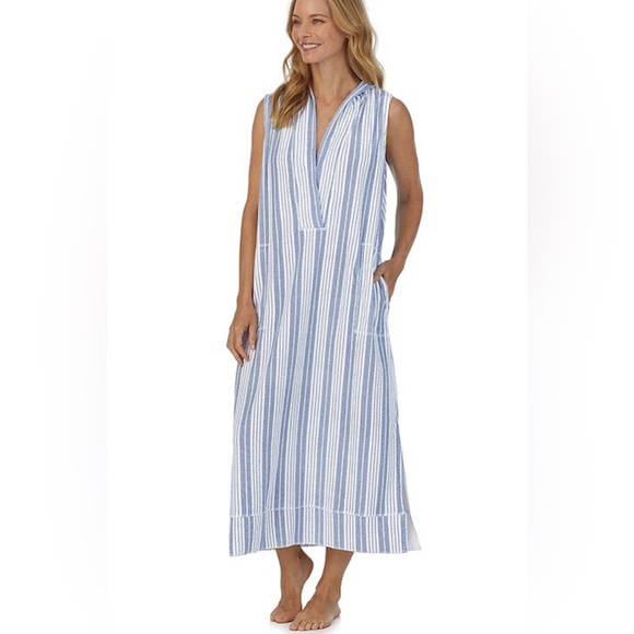 stan herman | Swim | Stan Herman Blue And White Striped Terry Hooded ...